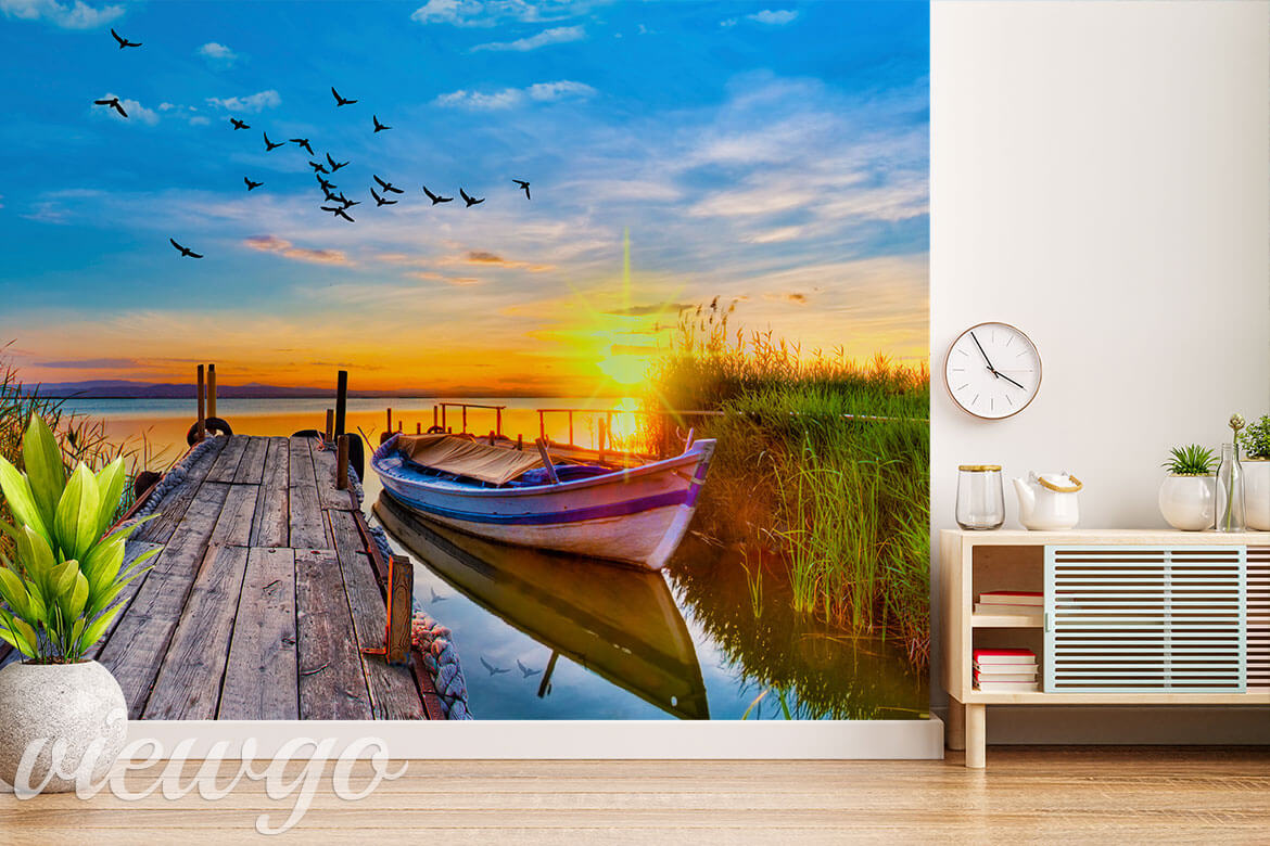 letni-zachód-slonca-nad-jeziorem-fototapeta-viewgo - Blog Viewgo